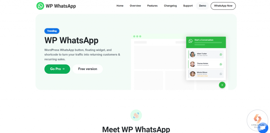 如何在WordPress网站上添加WhatsApp聊天功能 - Creative Web Dev