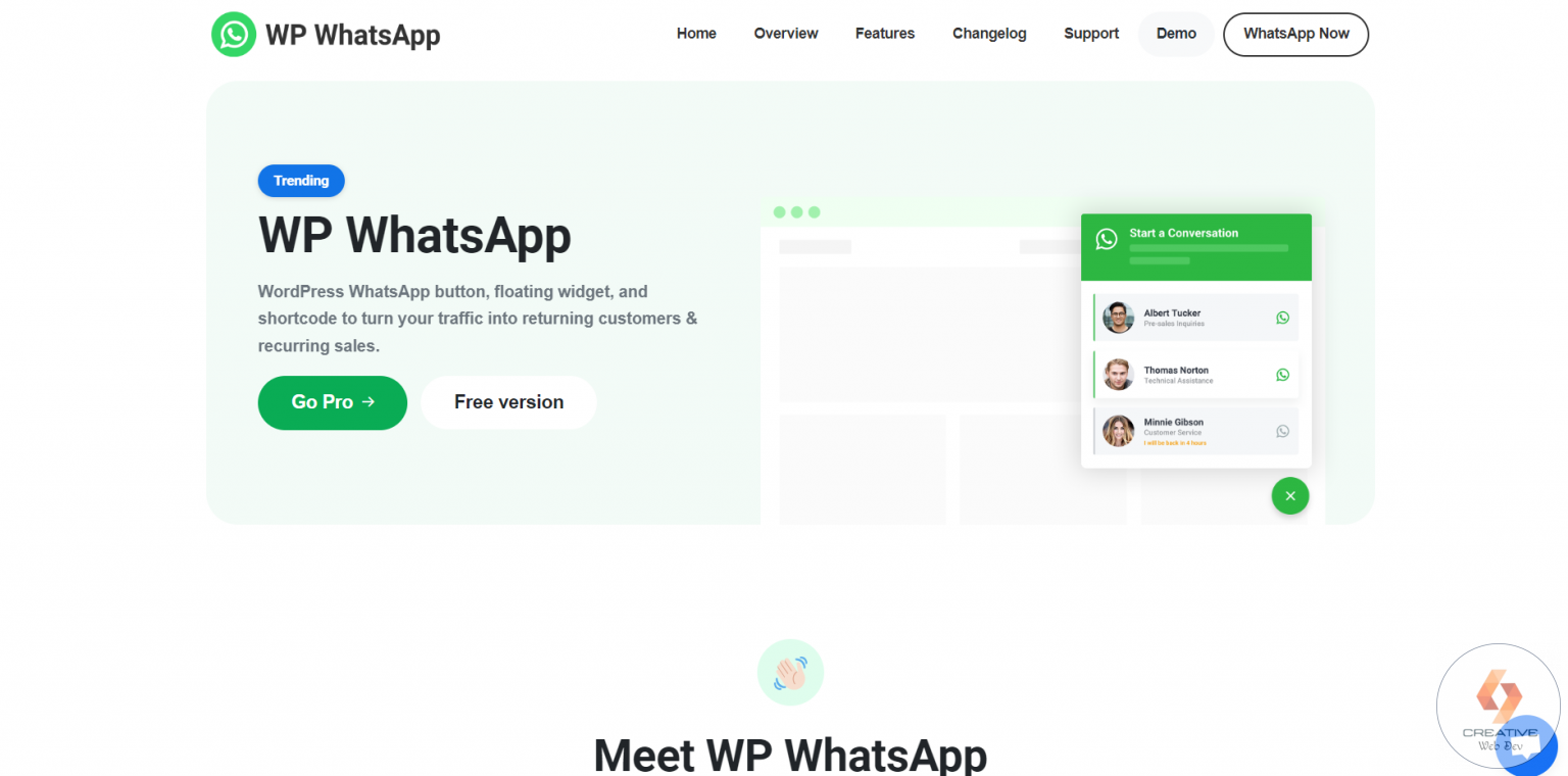 如何在WordPress网站上添加WhatsApp聊天功能 - Creative Web Dev